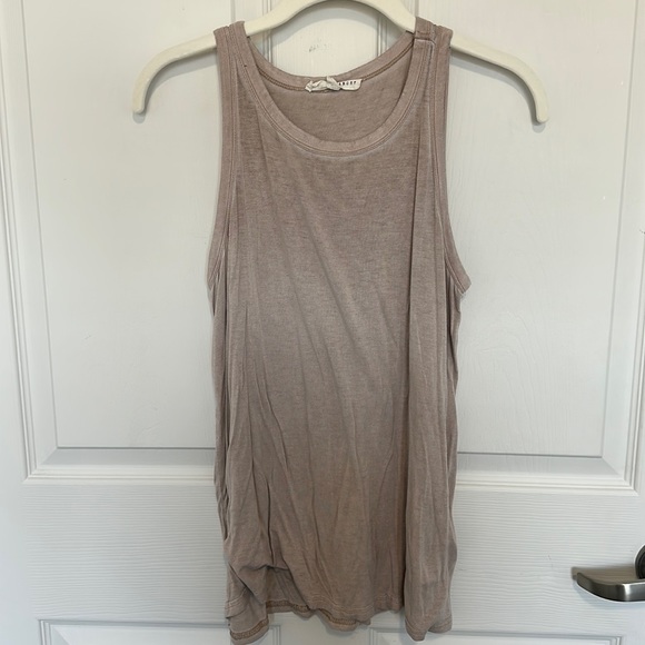 jane delancey | Tops | Tan Distressed Tank | Poshmark